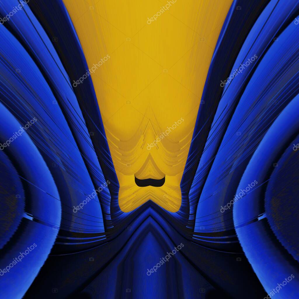 tubo de plástico de PVC amarillo brillante vivo con fondo azul ...