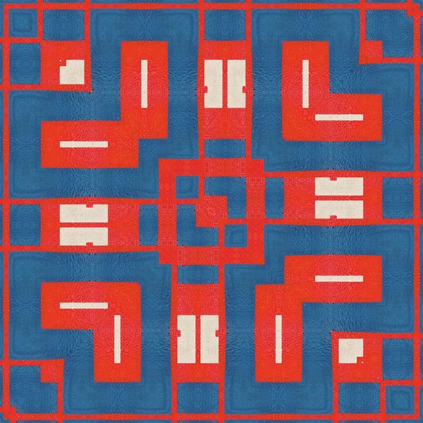 square format royal blue box design with red rectangular shapes and ...