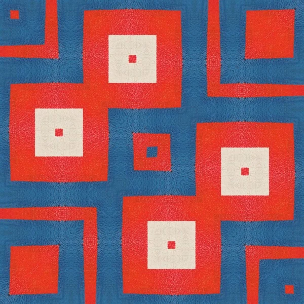 square format royal blue box design with red rectangular shapes and ...