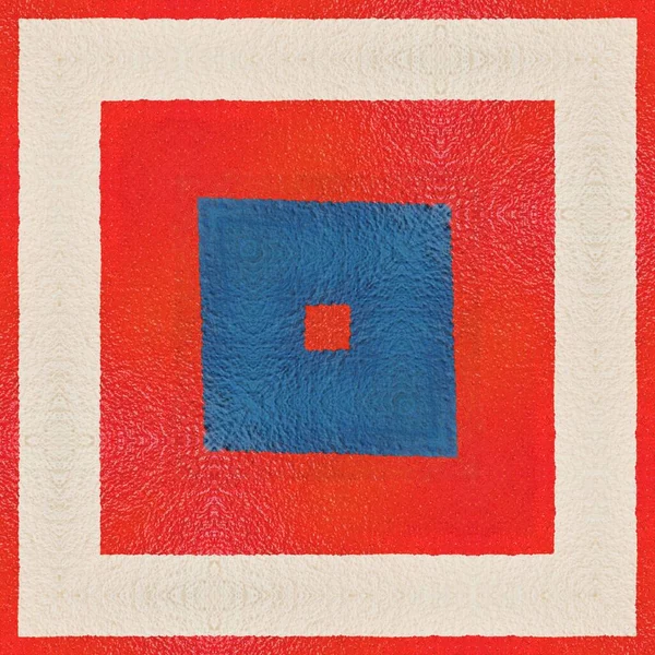 square format royal blue box design with red rectangular shapes and ...