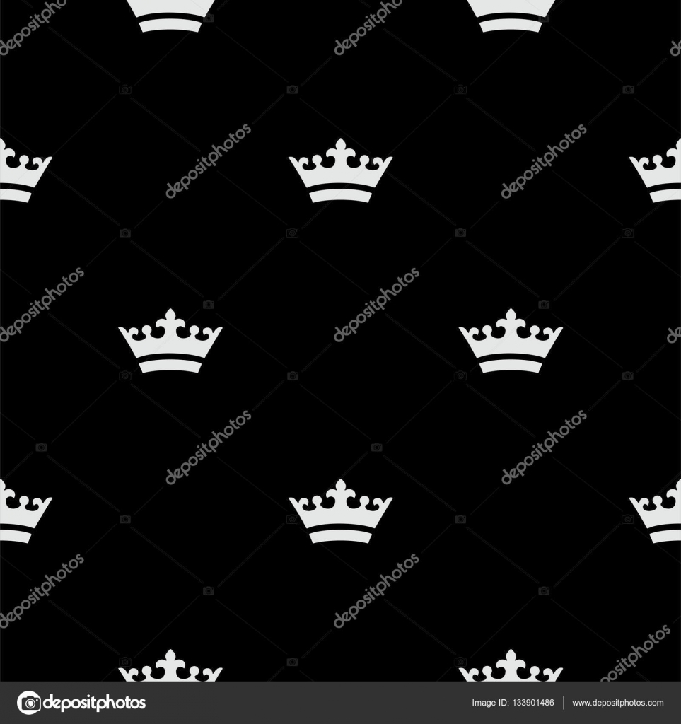 Seamless white crown pattern. Black background Stock Vector by ©fankin ...