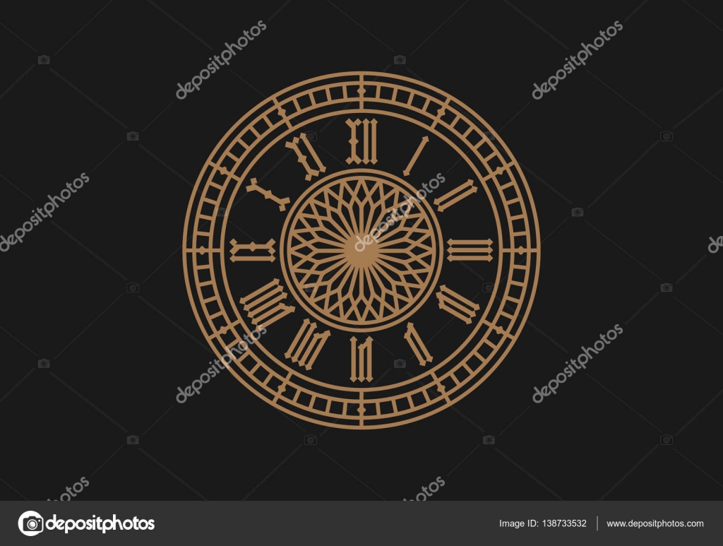 Vintage clock dial with roman numerals. Vector illustraion Stock Vector ...