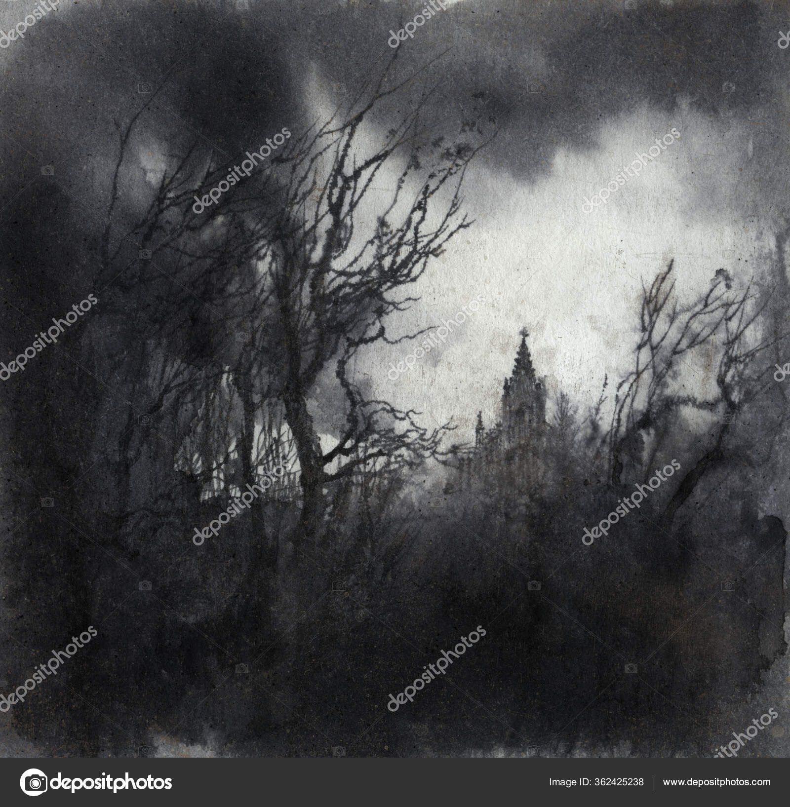 Gothic Tree Drawing