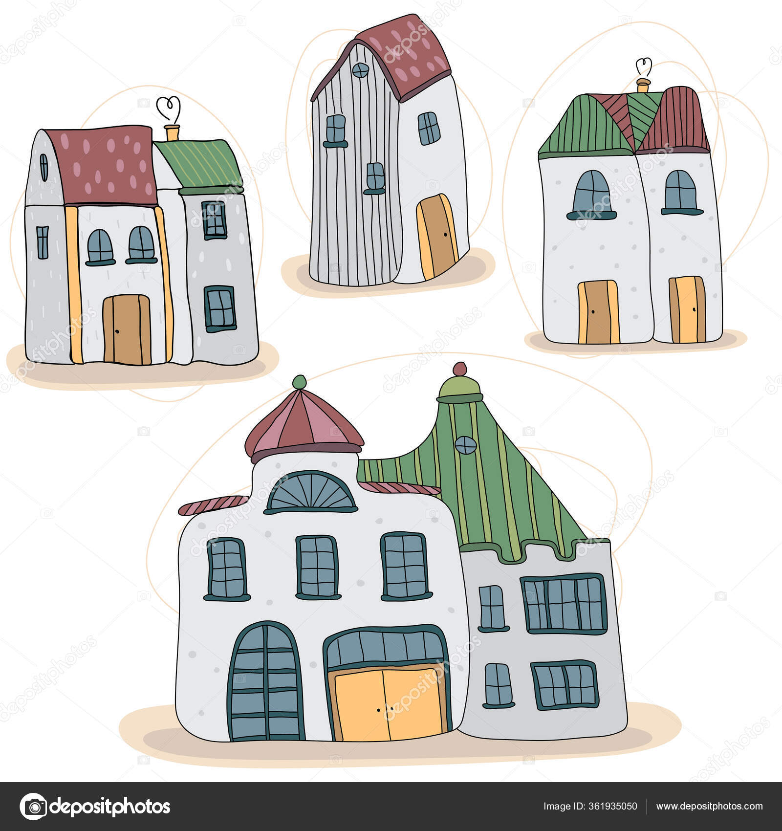 Illustration Cute House Icon Doodle Graphic Isolated White Background ...
