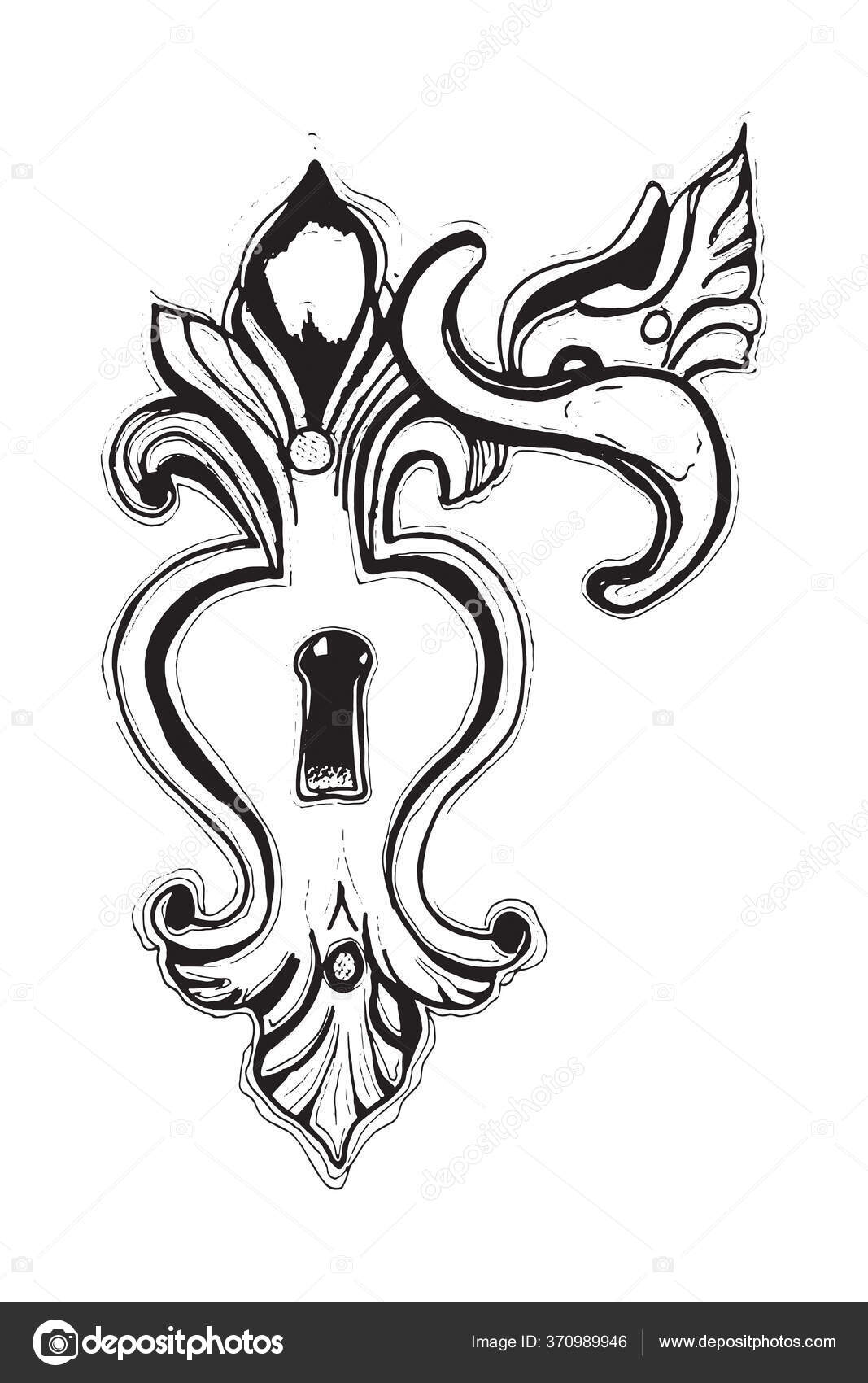 Hand Drawn Vector Illustration Keyhole Black White Isolated White ...