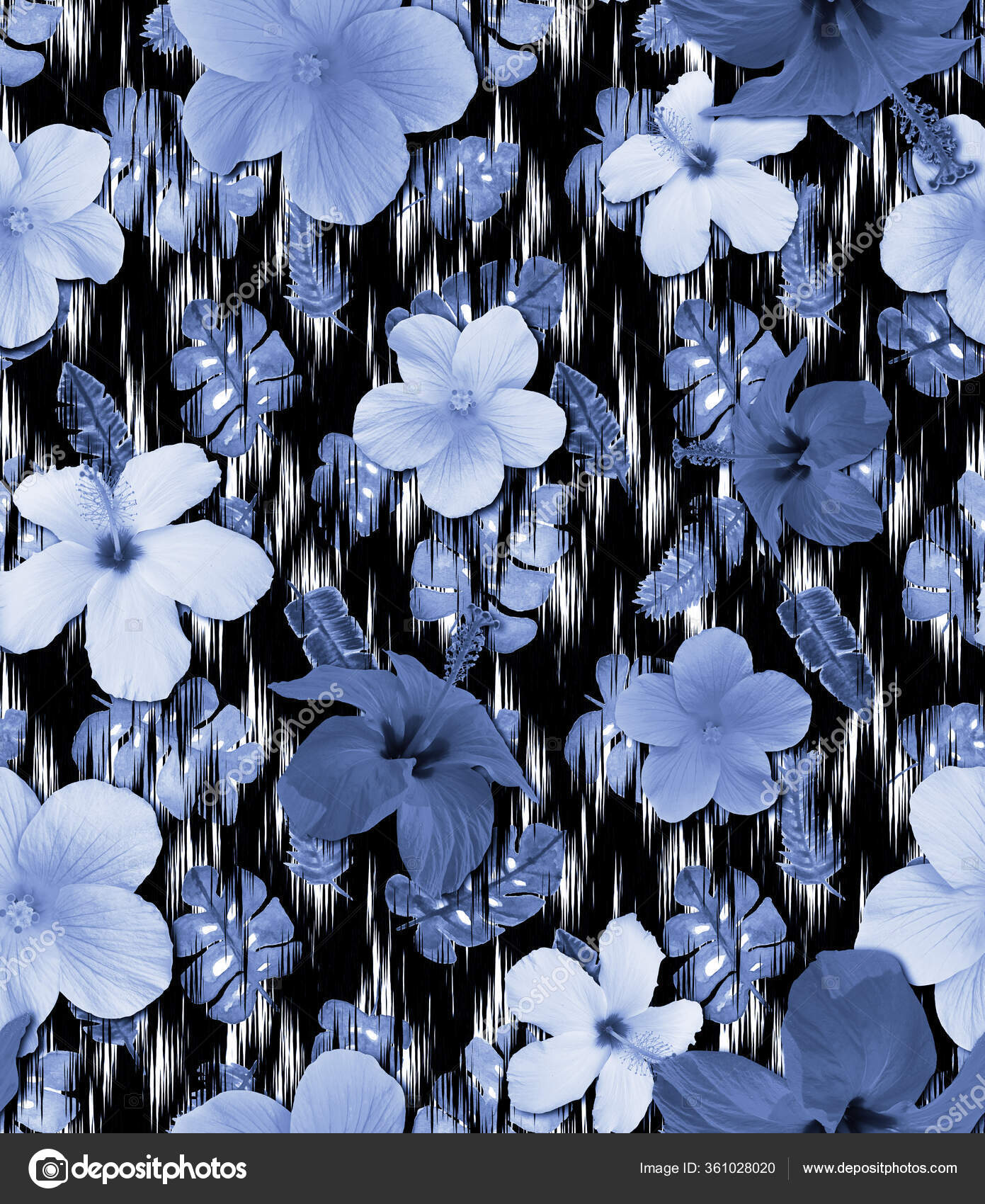 Seamless Colorful Bright Mixed Pattern Tropical Flowers Hand Drawn ...