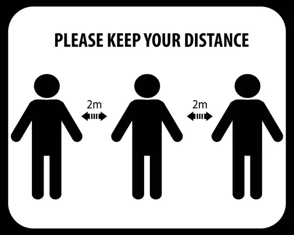 Please Keep Your Distance Red Sign Sticker Vector Social Distancing ...