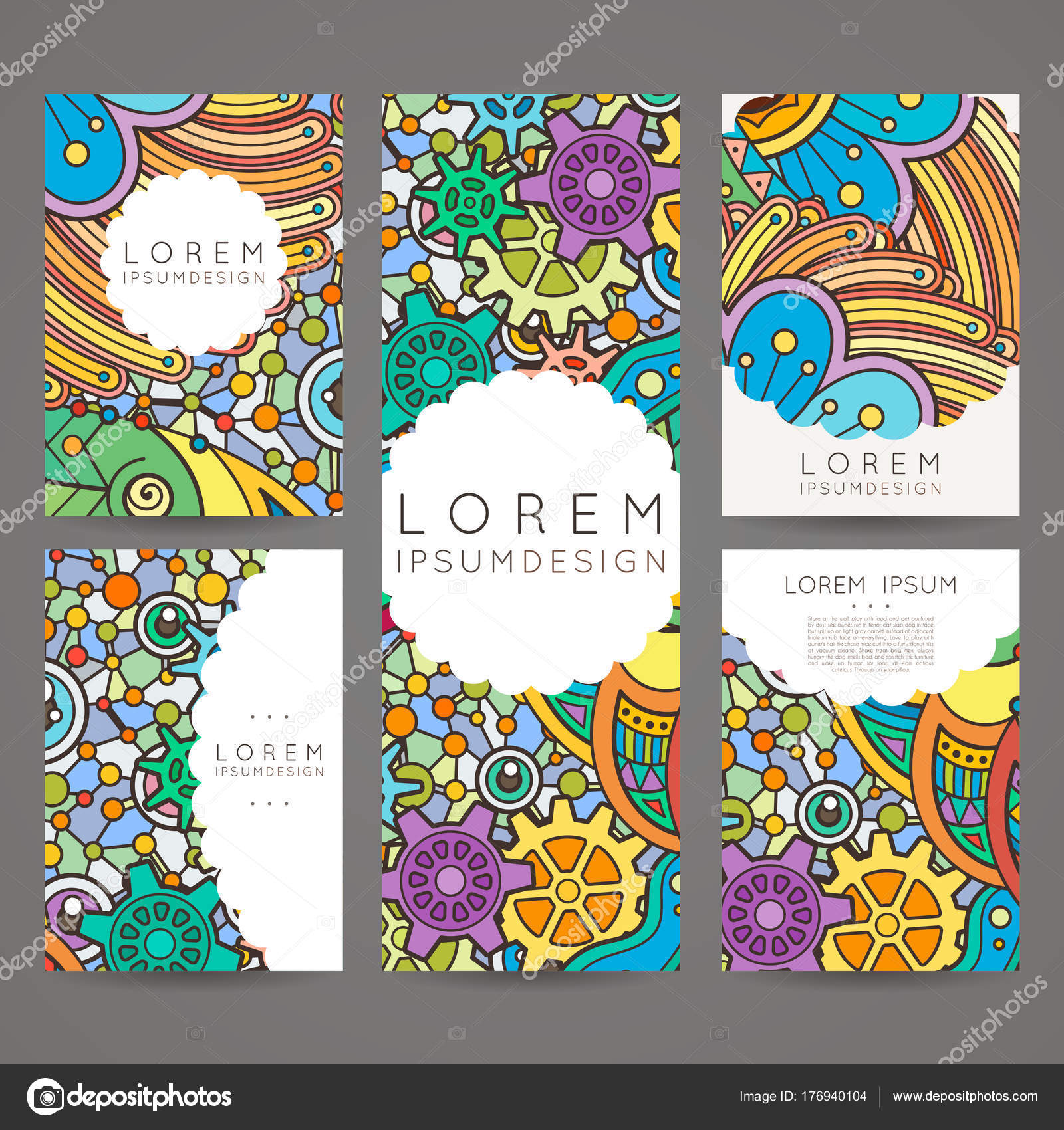 Set of vector design templates. Brochures in random colorful style ...