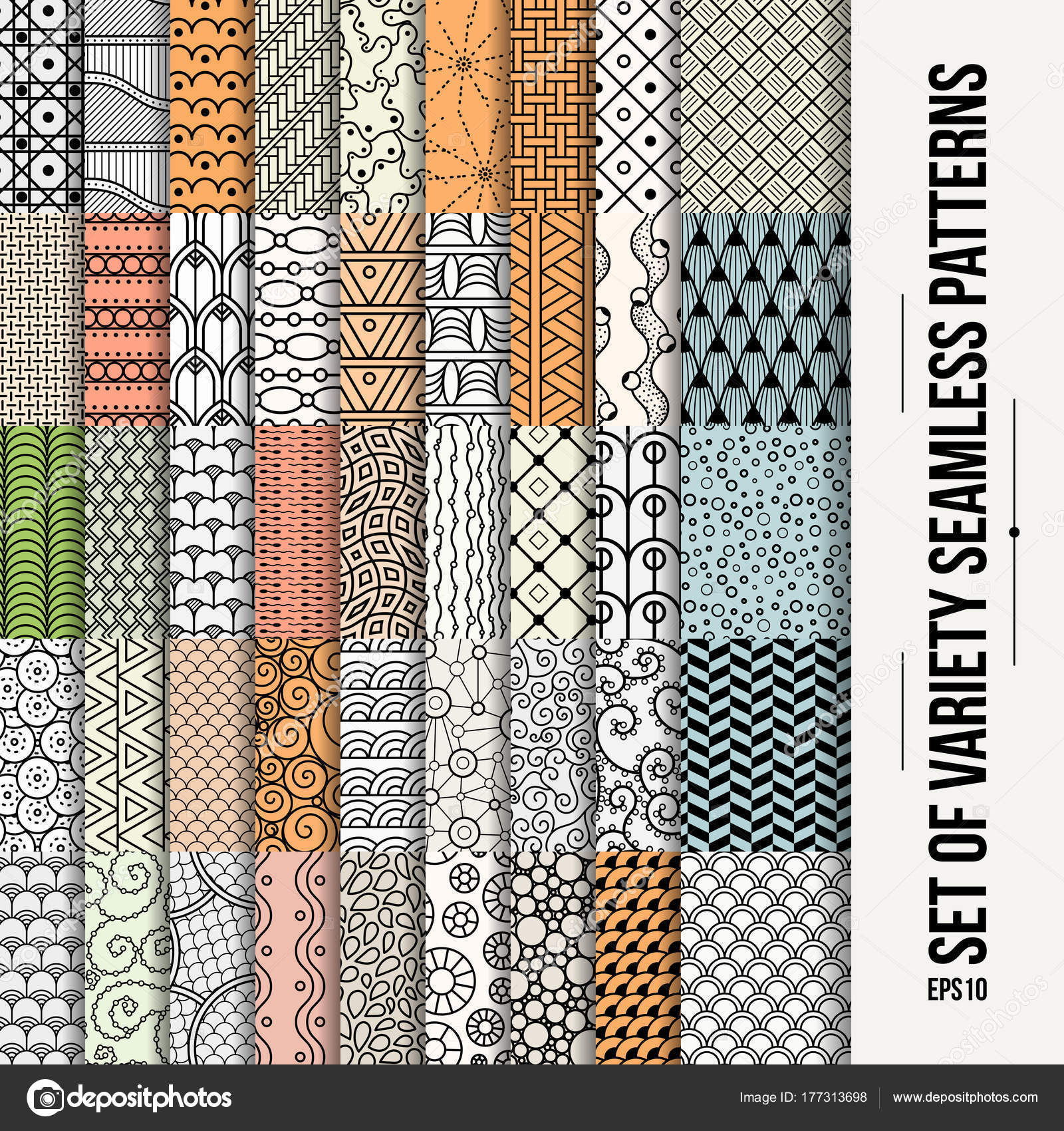 Set of seamless line patterns. Stock Vector by ©Drekhann 177313698