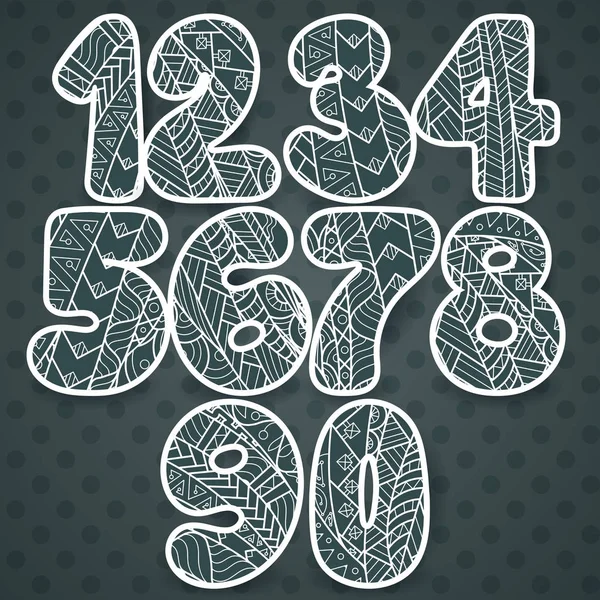 Zentangle numbers set. Collection of doodle numbers with zentangle ...