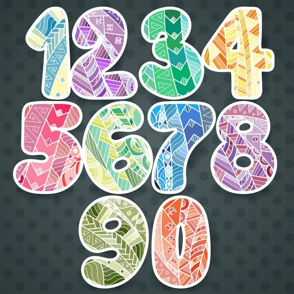 Zentangle numbers set. Collection of doodle numbers with zentangle ...