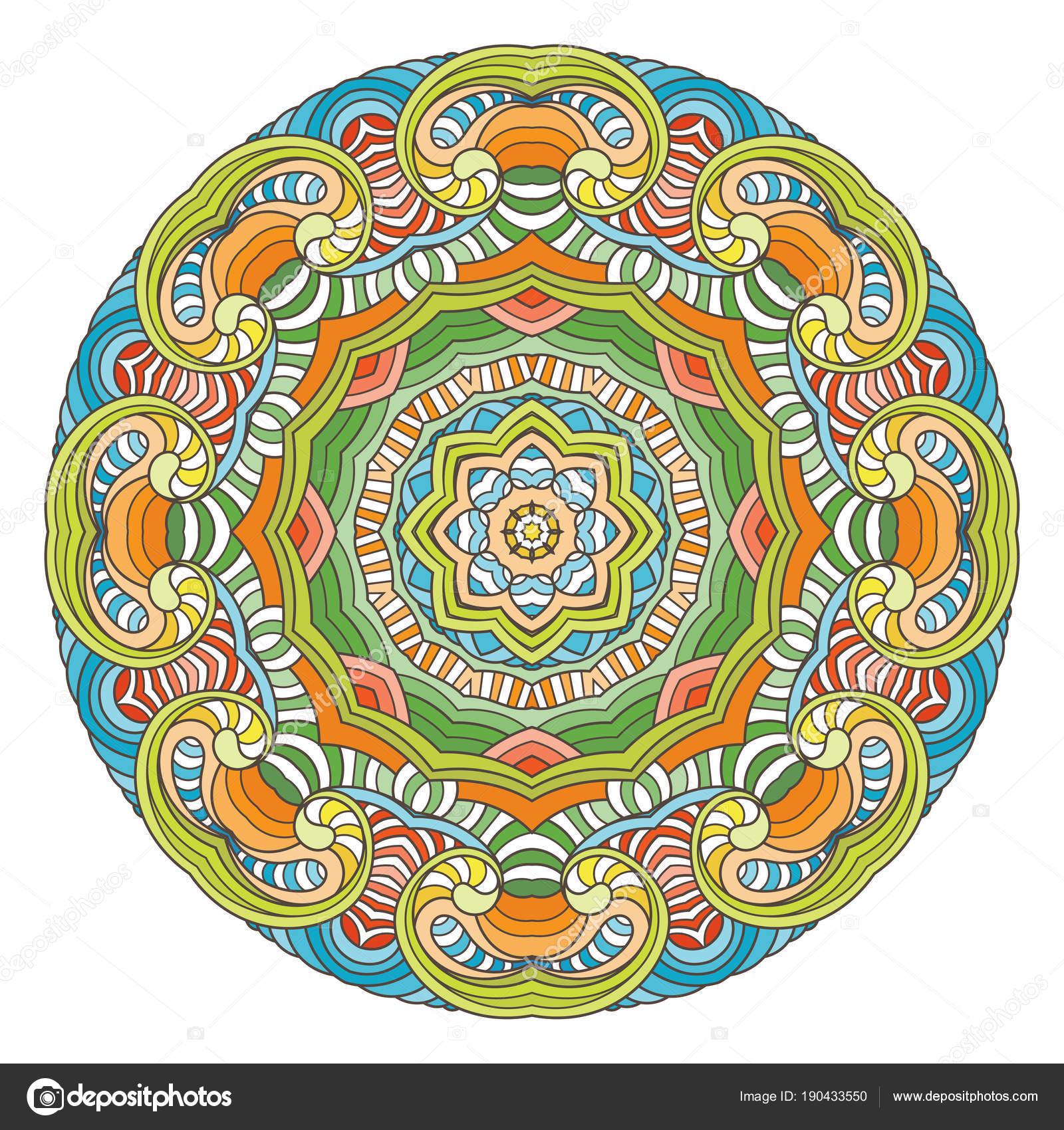 Flower vector mandala. Oriental circle pattern, coloring illustration ...
