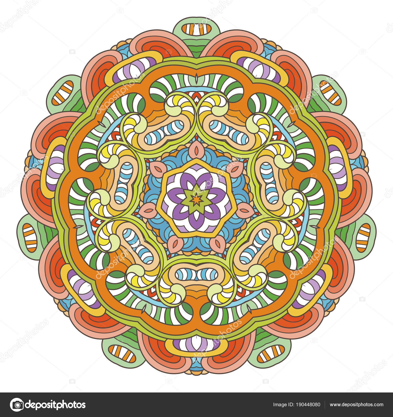 Flower vector mandala. Oriental circle pattern, coloring illustration ...
