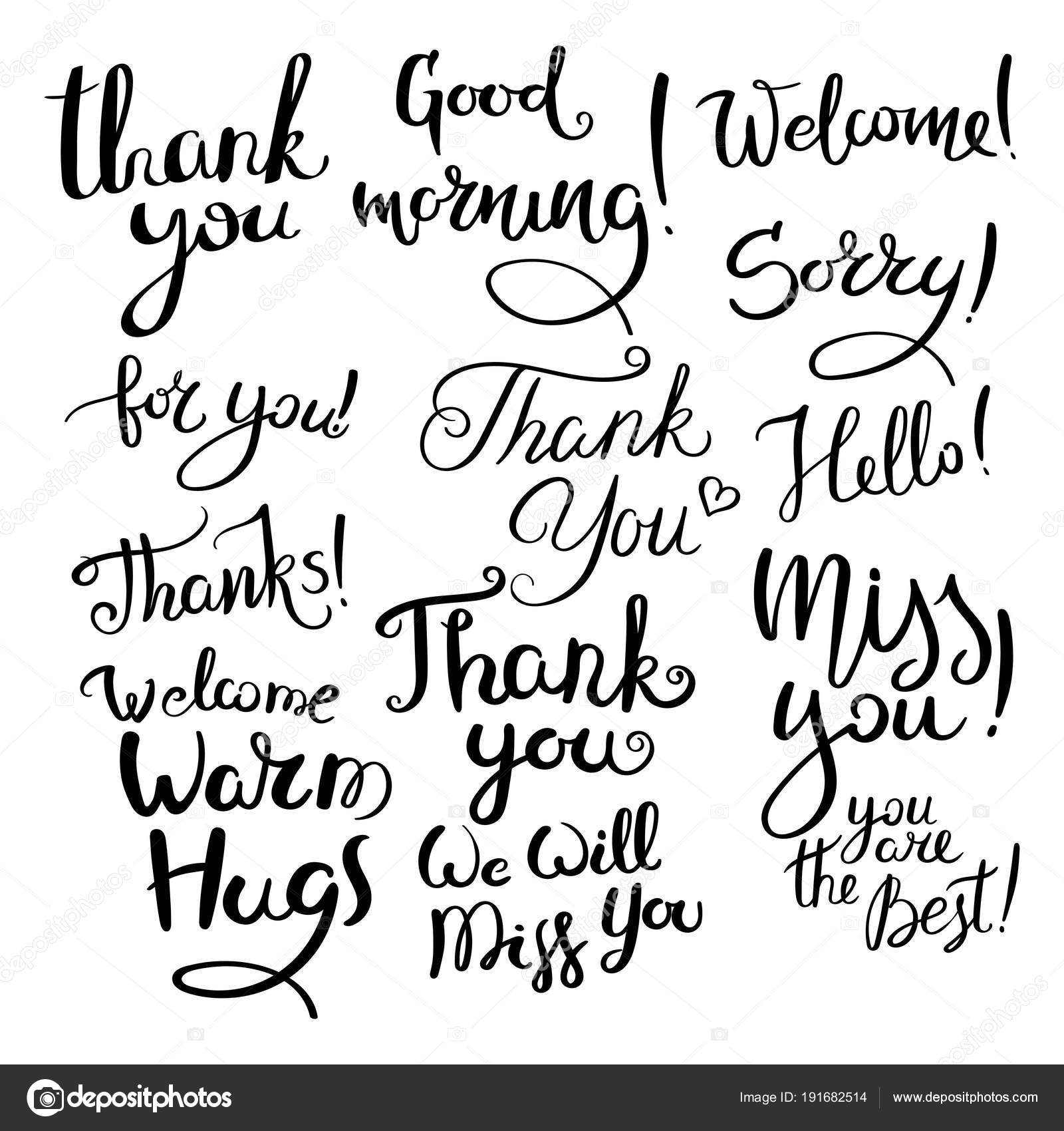 Set of hand drawn vector lettering phrases. Modern motivating ...