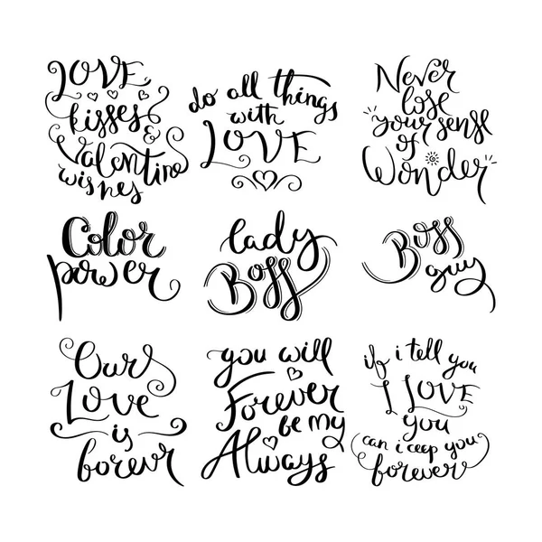 Set of hand drawn vector lettering phrases. Modern motivating ...