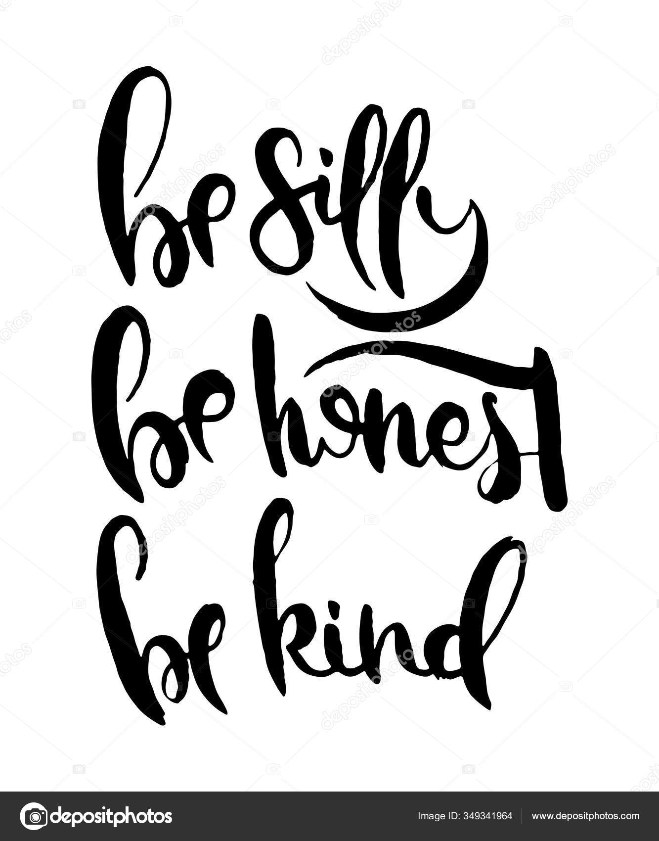 Silly Honest Kind Grunge Lettering Isolated Artwork Typography Stamp ...