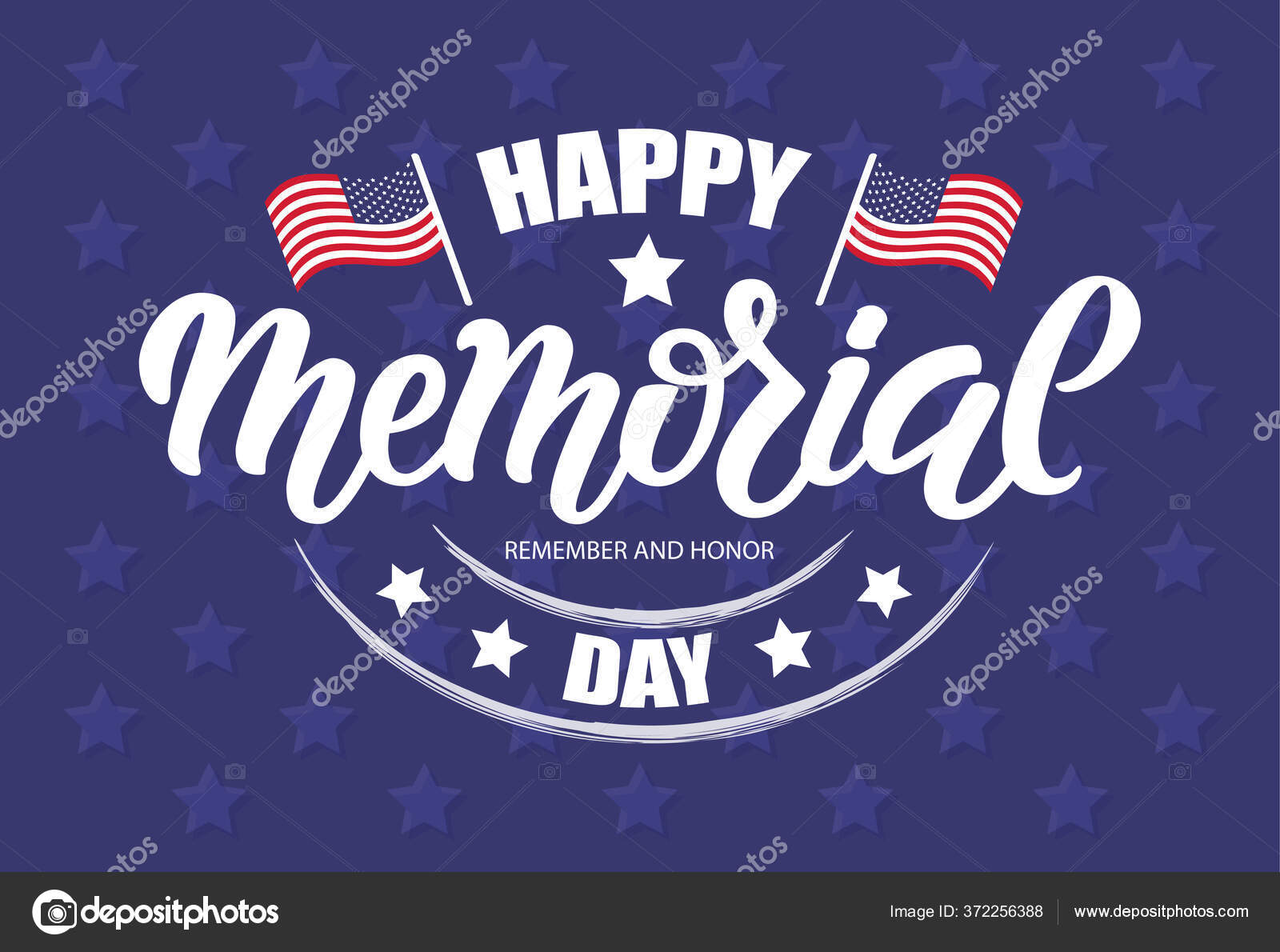 Vector Illustration Memorial Day Logotype Hand Drawn Lettering ...