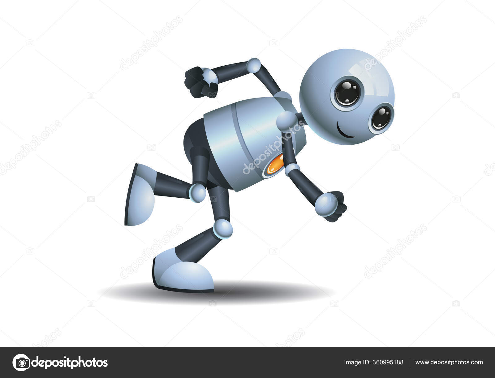 Illustration Little Robot Runner Posing Run Fast Isolated White ...