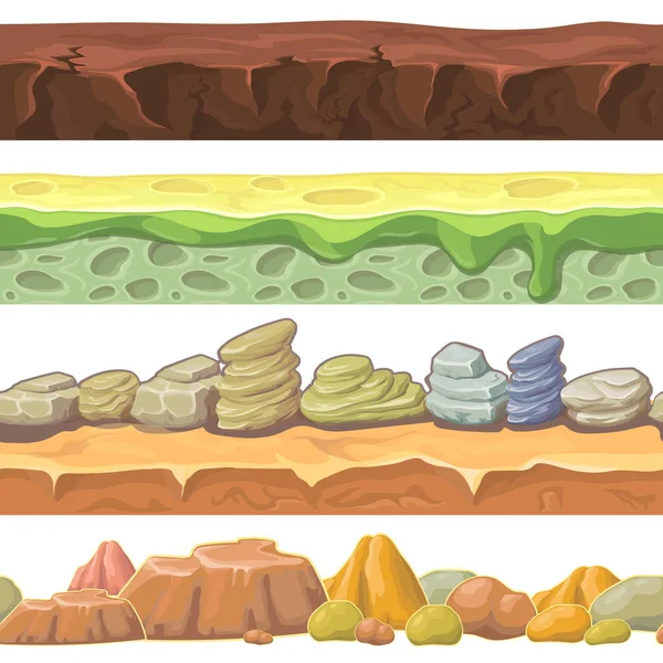 Seamless land layers. Dirt ground landscape game asset, ice with snow ...