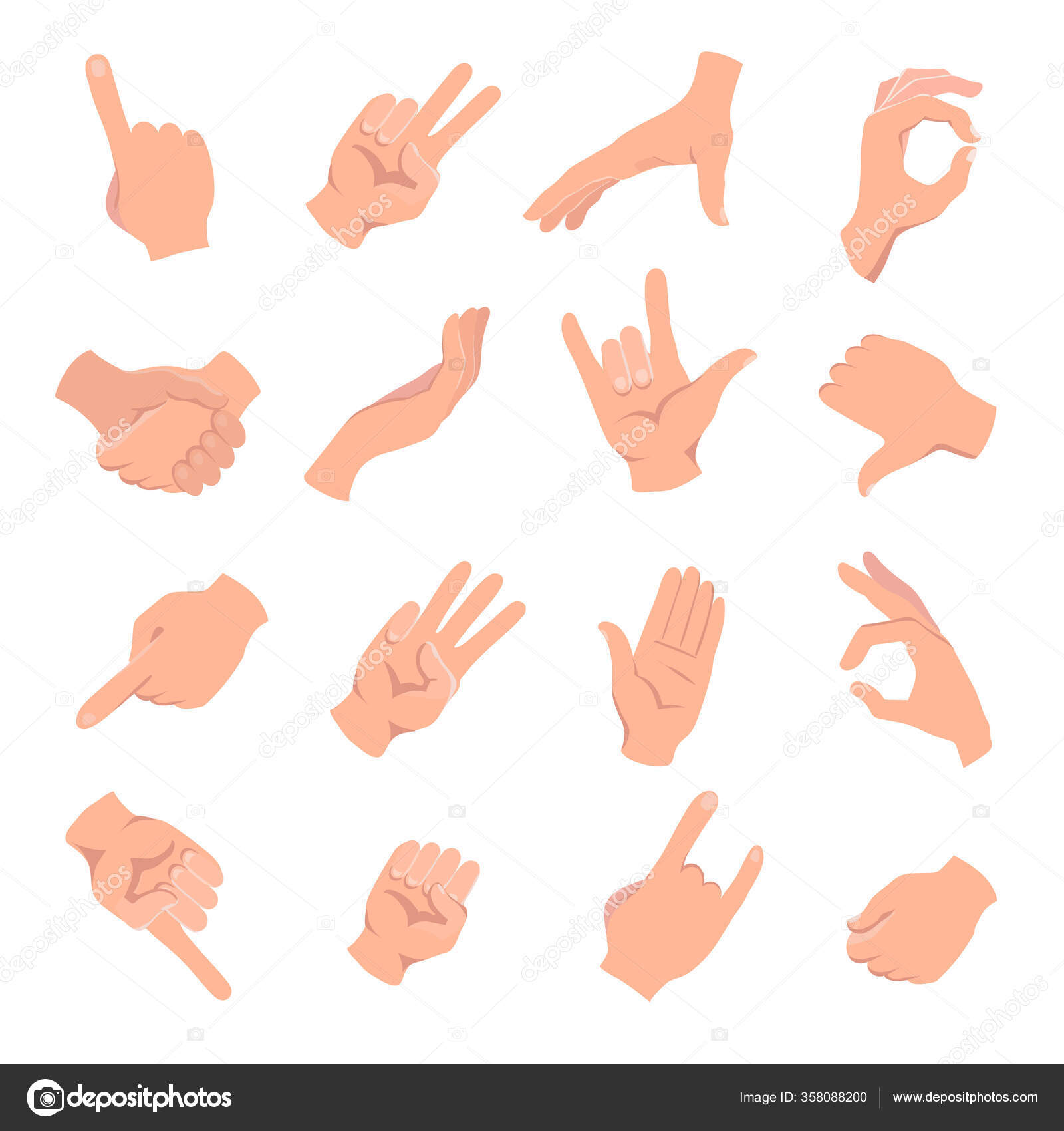 Hands human gestures set. Different human finger gesture signs ...