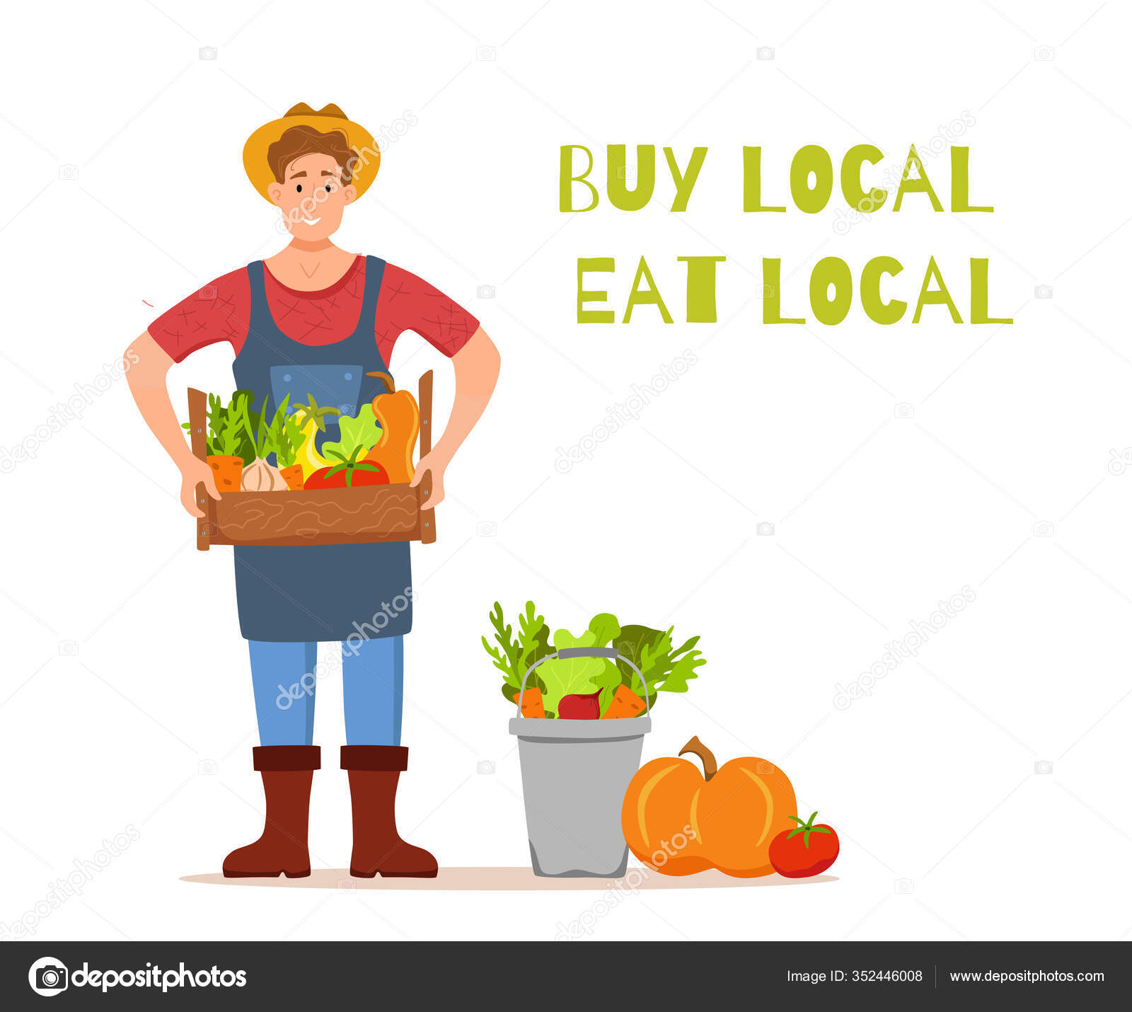 Eat local organic products cartoon vector concept. Stock Vector Image ...