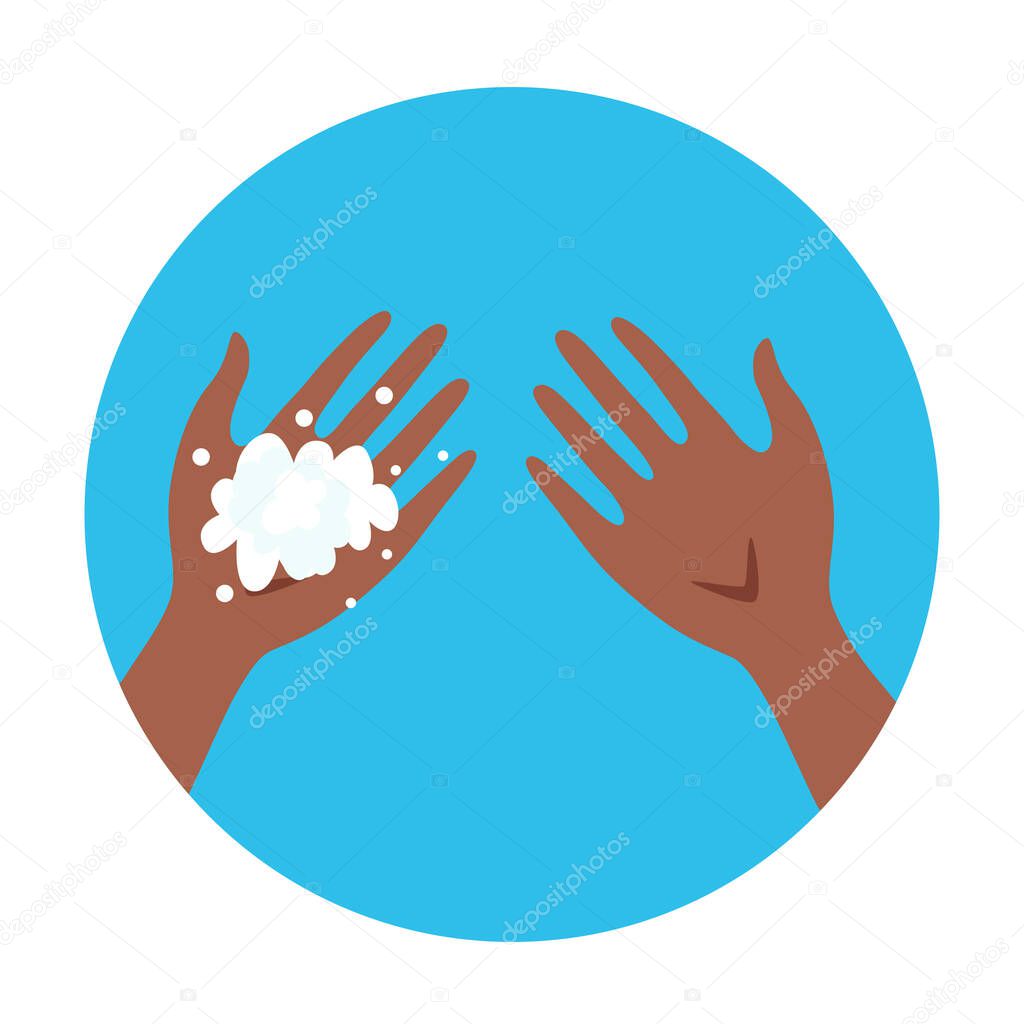 Lavarse las manos con agua y jabón adecuadamente ilustración vectorial ...