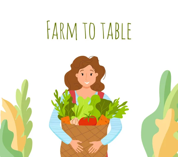 Eat local organic products cartoon vector concept. Colorful ...