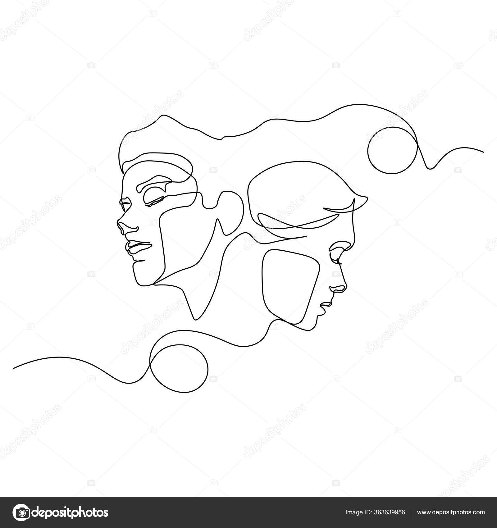 Continuous Line Drawing Women Concept Vector Illustration Stock Vector ...