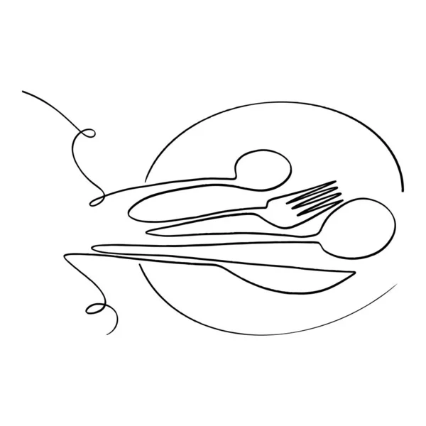 Fork line drawing Vector Art Stock Images | Depositphotos