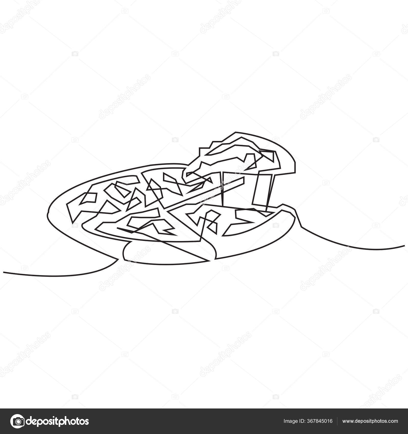 Continuous Line Drawing Pizza Concept Vector Illustration Stock Vector ...