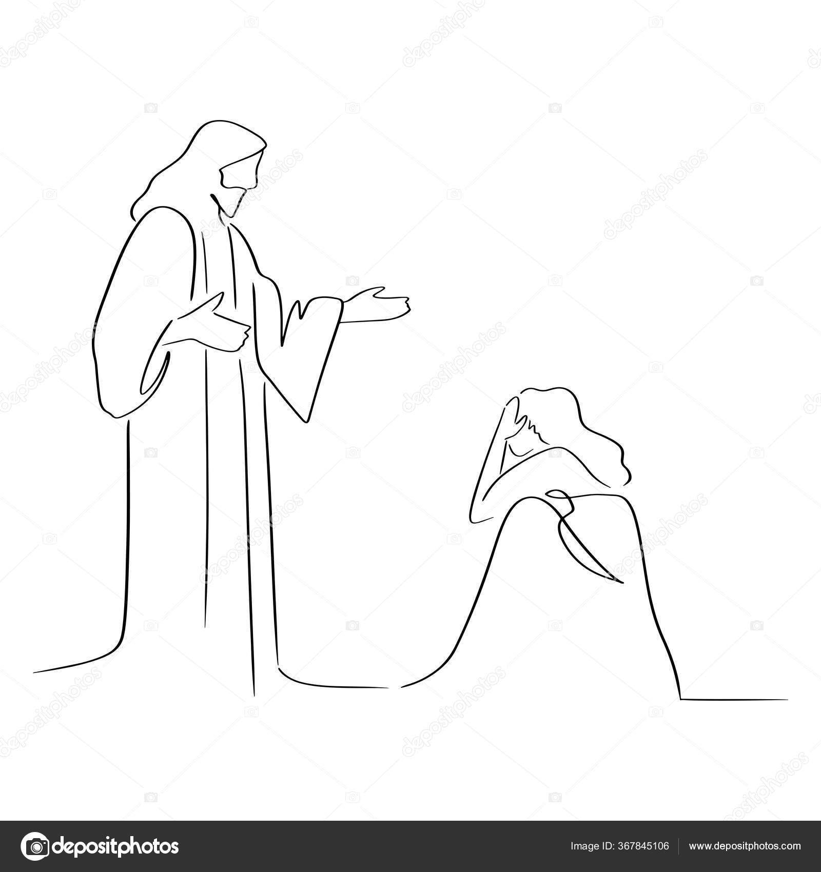 Continuous Line Drawing Jesus Concept Vector Illustration Stock Vector ...
