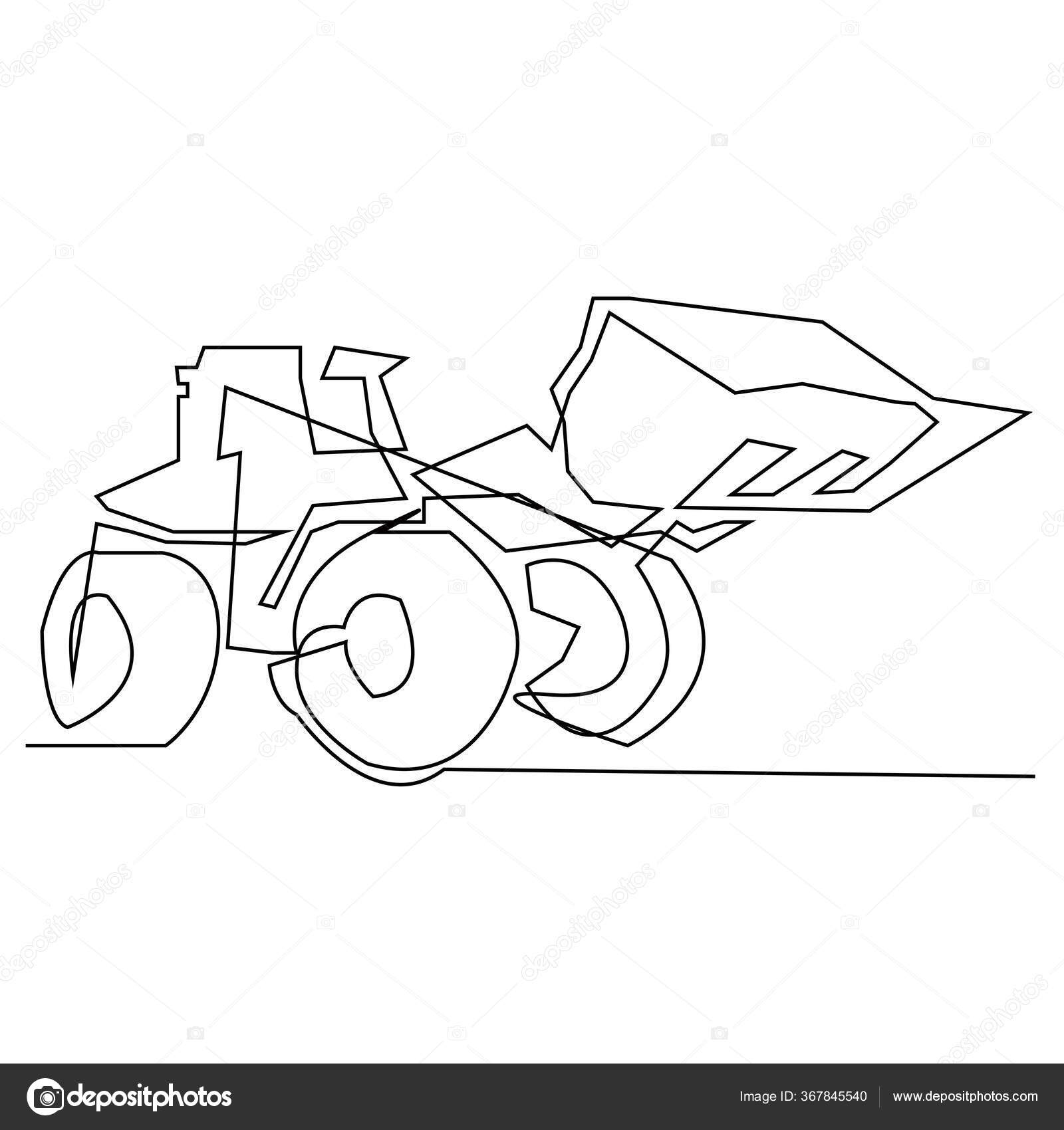 Continuous Line Drawing Tractor Concept Vector Illustration Stock ...