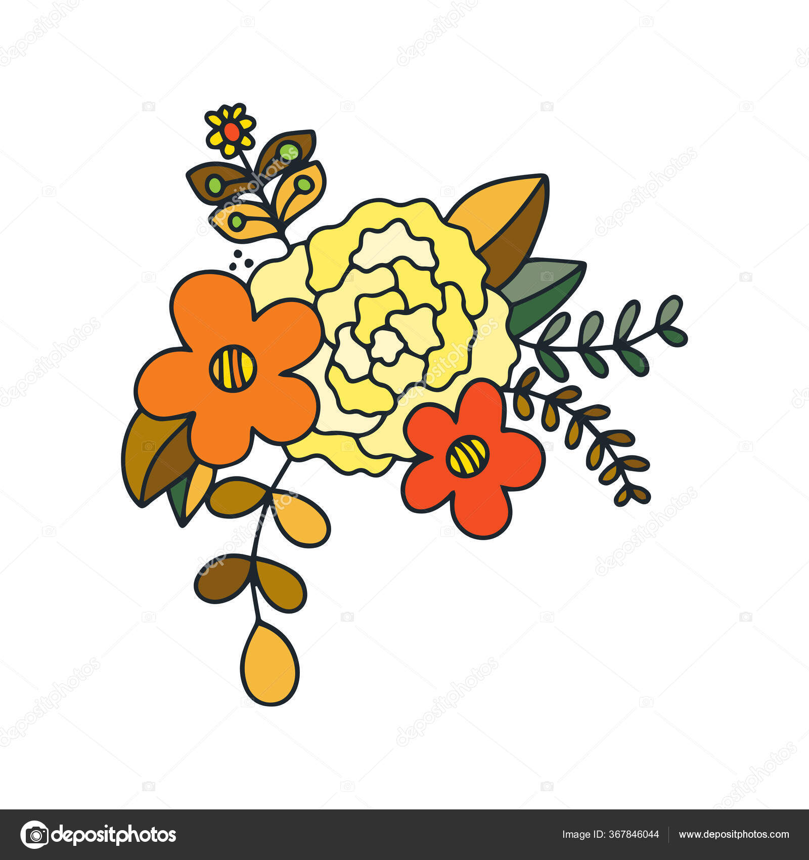 Flores Aisladas Blanco Ilustración Vectorial Vector de stock por ...