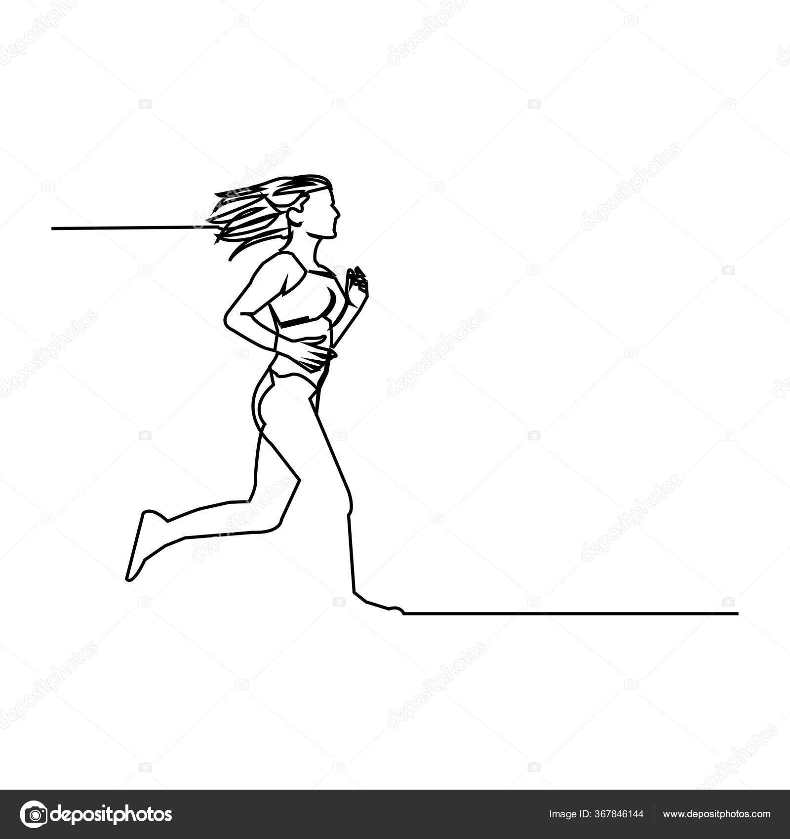 Hand Drawn Woman Running Vector Illustration Stock Vector Image by ...