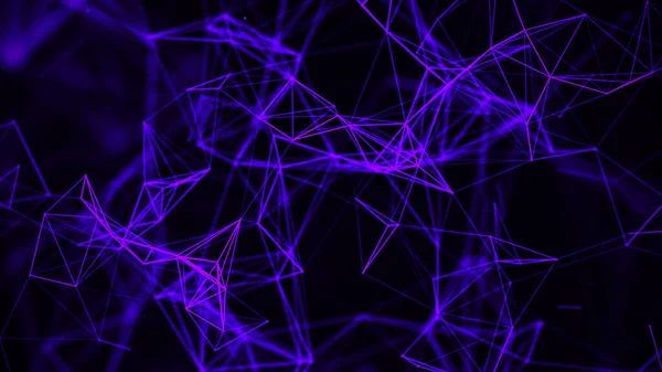 Digital plexus of many glowing lines and dots. Abstract futuristic background. 3D rendering ...