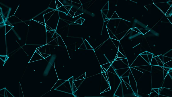 Digital plexus of many glowing lines and dots. Abstract futuristic background. 3D rendering ...