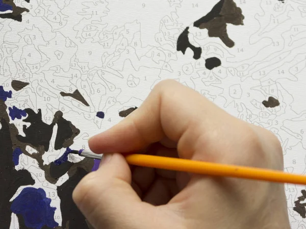 Picture by numbers. Drawing on canvas. Numbered paint cans. Creative ...