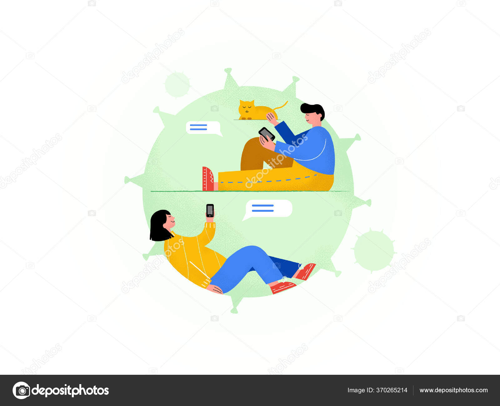 Remote love. Stay at home. Pandemic love Stock Illustration by ©7tam ...