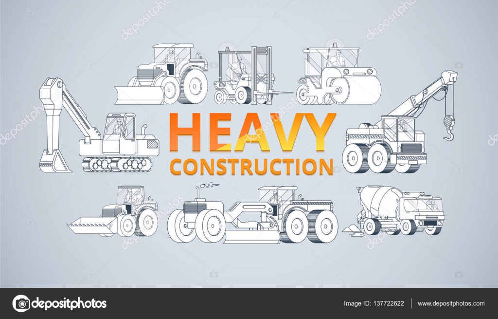 Heavy construction machine background. vector machinery set. Stock ...