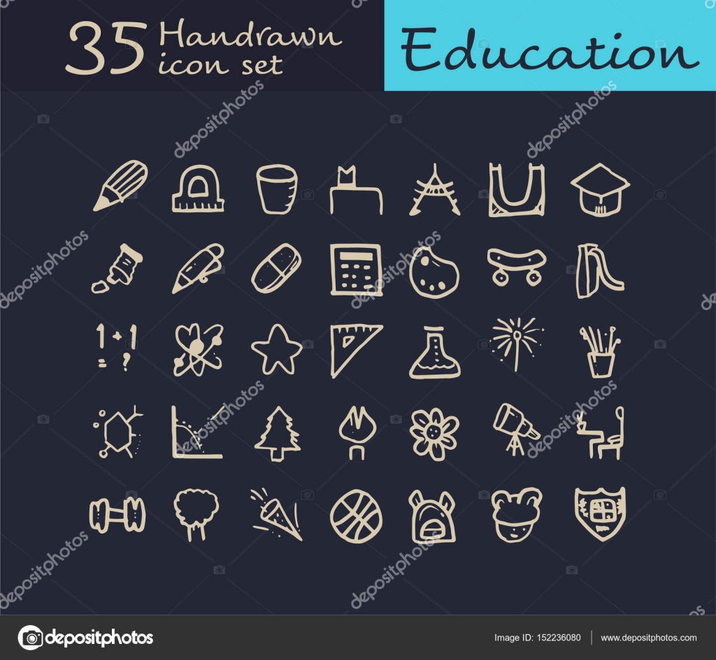 35 Hand drawn Education icon. doodle Education icon. vector illu Stock ...