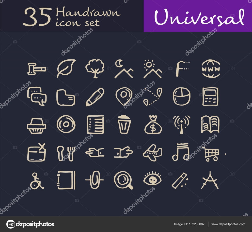 35 Hand drawn Universal icon. doodle Universal icon. vector illu Stock ...