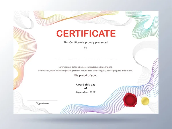 Certificate Blank Template Simple Design Line Waves Can Use Print Stock ...