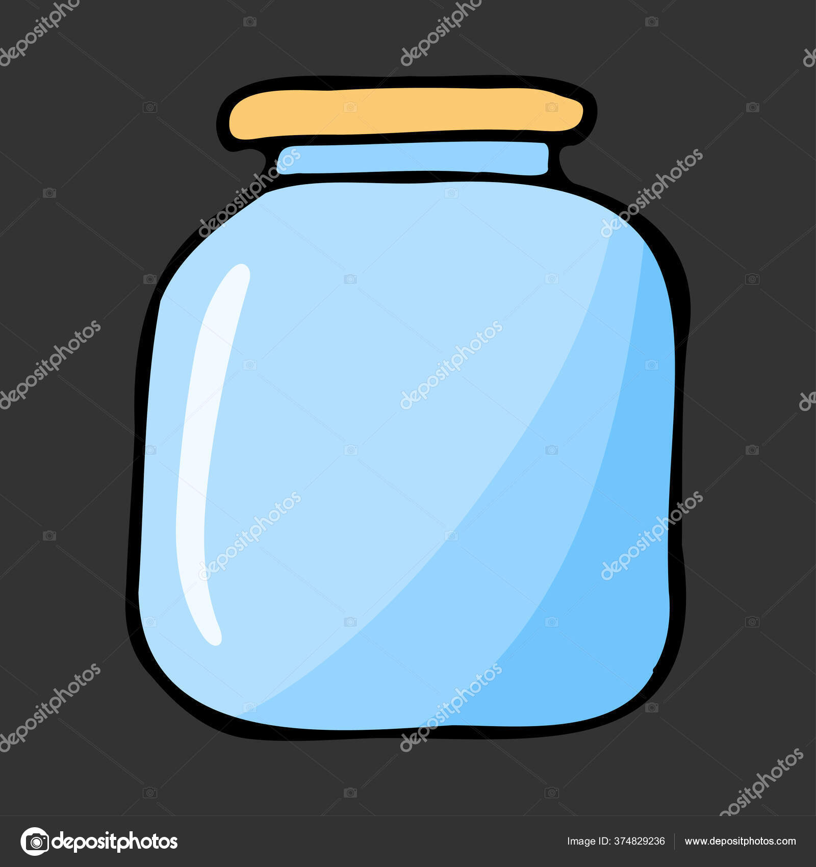 Colorful Hand Drawn Jar Contour Sketch Cartoon Kitchen Objects Doodle ...