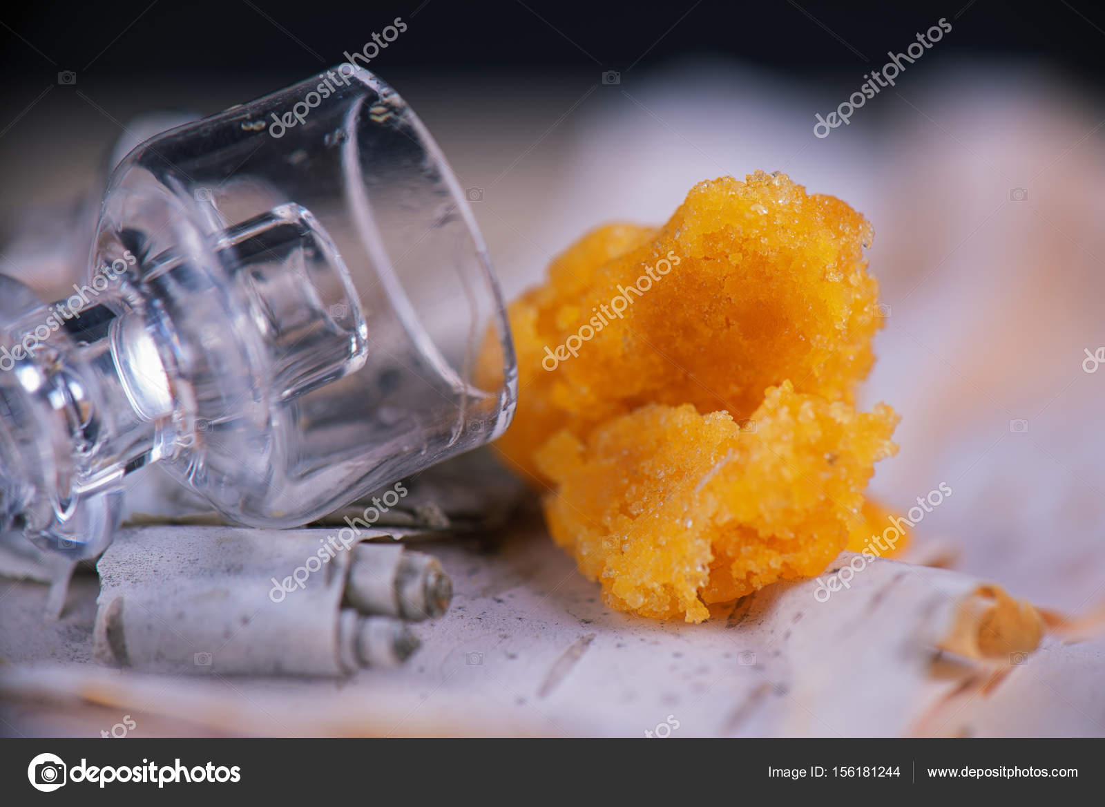 Marijuana extraction concentrate aka wax crumble on wood backgro Stock ...