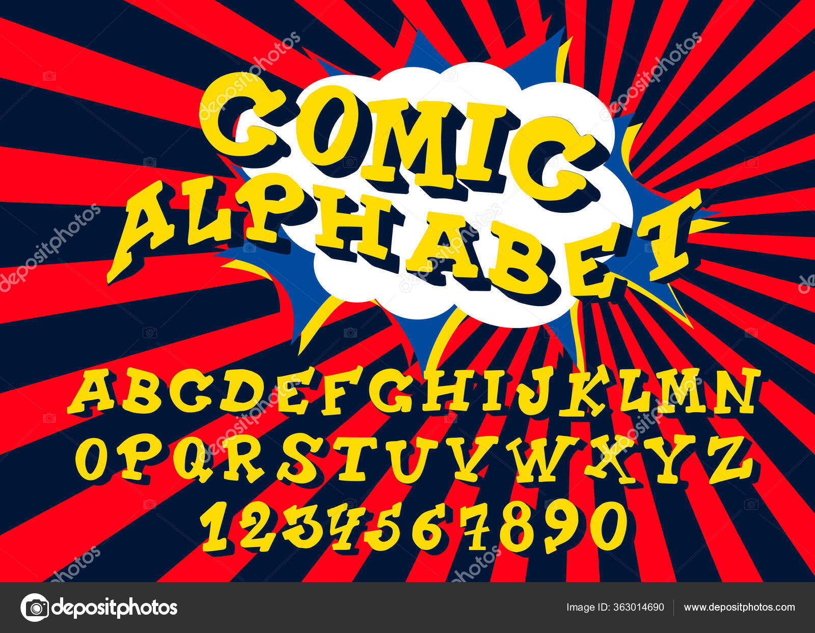 Alphabet Style Comics Pop Art Colorful Font Comic Book Page Stock ...
