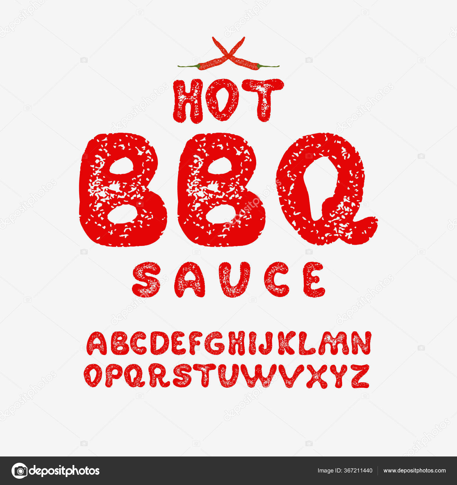 Hand Made Font 'Bbq Sauce' Custom Handwritten Alphabet Retro Textured ...