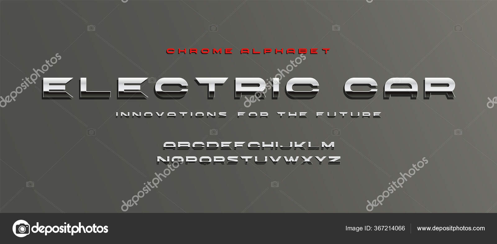 'Electric Car' Vector Metallic Font Banner Auto Salon Technology Sport ...