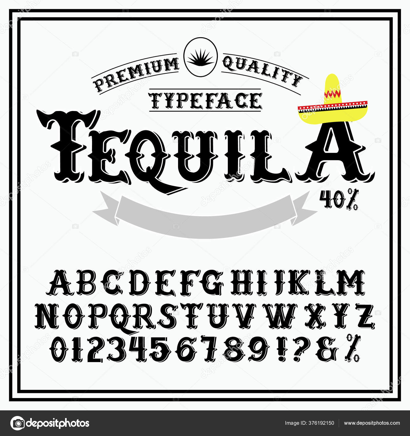 Tequila Typsnitt Vektor Handgjorda Teckensnitt För Alkohol Etikett ...