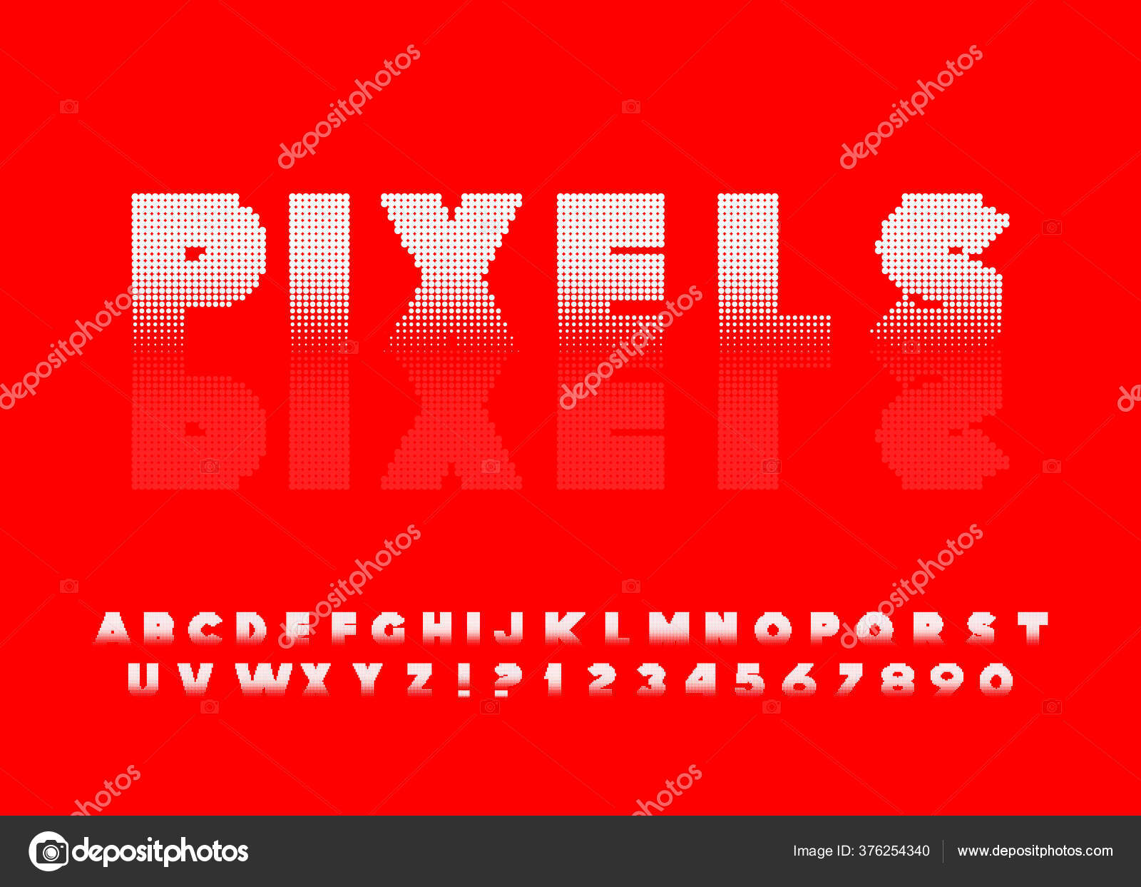 Pixel Alphabet Letters Number Set Modern Stylish Fonts Typeface ...