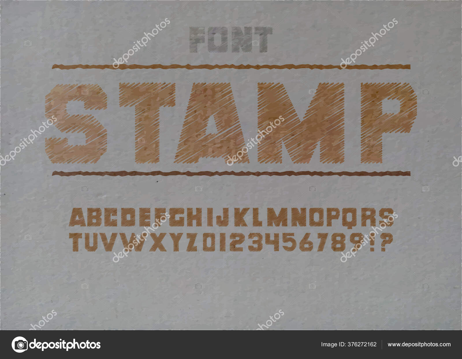 Hand Drawn Font Retro Stamp Style Vintage Textured Grunge Alphabet ...